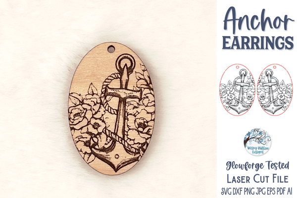 Anchor Earring SVG for Glowforge Laser Cutter – Wispy Willow Designs