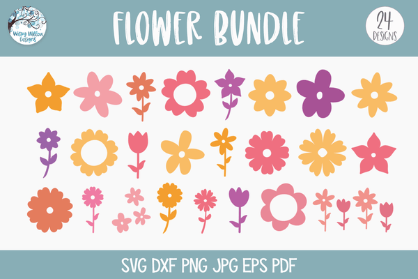 Flower Bundle SVG | Floral Silhouette ClipArt – Wispy Willow Designs