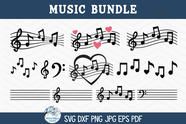 Music Bundle SVG | Melody & Notes Clipart Designs – Wispy Willow Designs