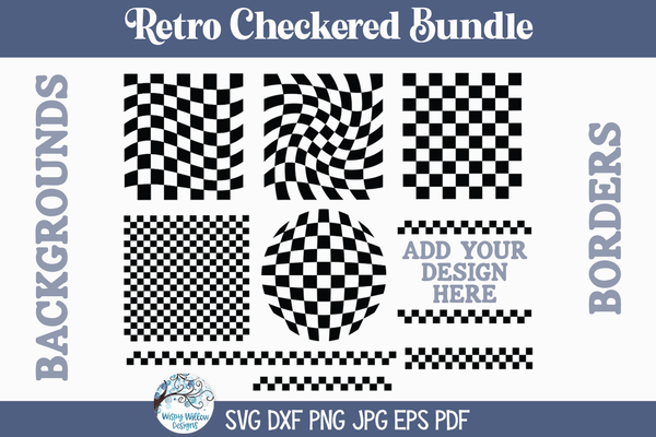 Retro Checkered Bundle SVG | Geometric Borders Illustrations – Wispy ...