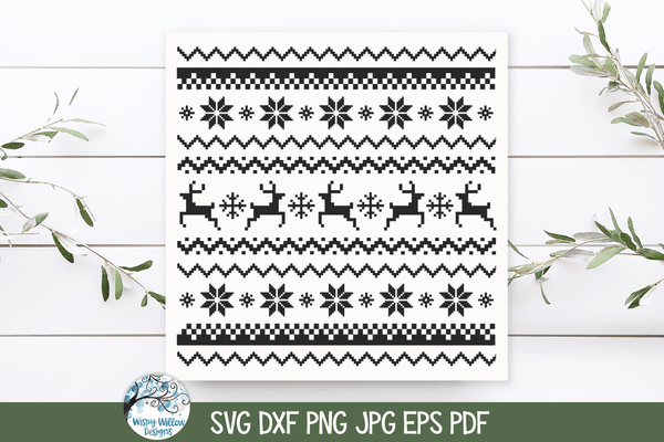 Ugly Christmas Sweater Pattern SVG – Wispy Willow Designs