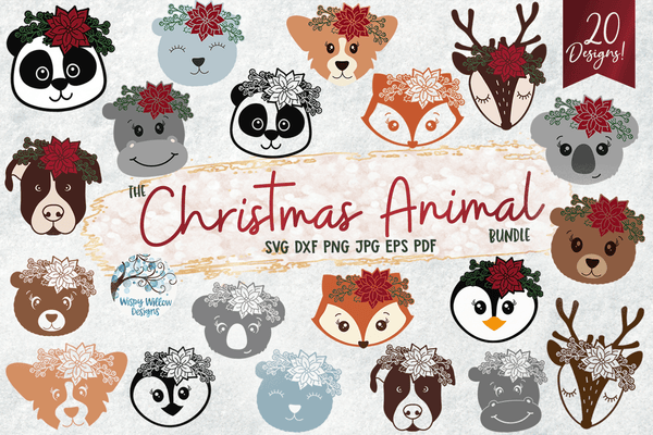 Christmas Animal SVG Bundle | Reindeer, Bear, Dog, Fox SVGs – Wispy ...