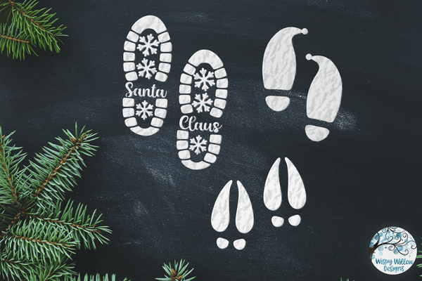 Christmas Footprints SVG Bundle | Santa, Elf, Reindeer Tracks – Wispy ...