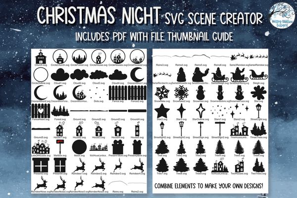 Christmas Night SVG Scene Creator Bundle | DIY Santa Sleigh – Wispy ...