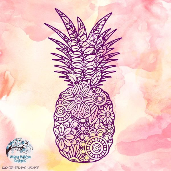 Pineapple Zentangle SVG – Wispy Willow Designs