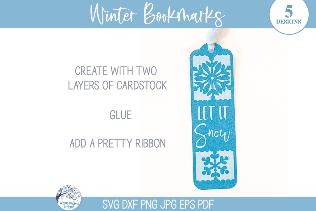 Winter Snowflake Bookmark SVG Bundle for Cricut – Wispy Willow Designs