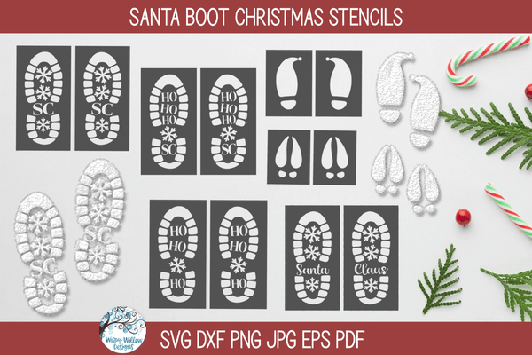 Christmas Santa Boot Print Stencil SVG Bundle – Wispy Willow Designs
