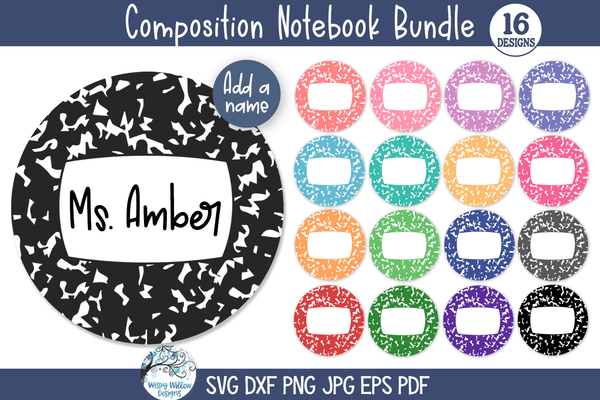 Composition Book SVG Bundle | Custom Classroom Art – Wispy Willow Designs