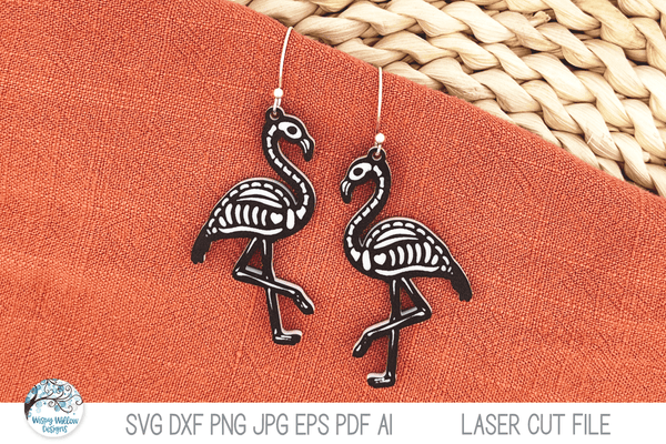 Flamingo Skeleton Halloween Earring SVG File for Laser – Wispy Willow ...