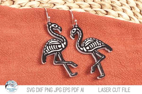 Flamingo Skeleton Halloween Earring SVG File for Laser – Wispy Willow ...