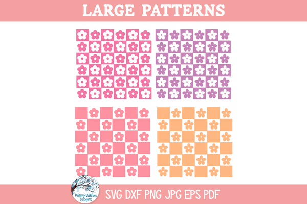 Floral Checkerboard SVG Bundle | Spring Flower Patterns – Wispy Willow ...