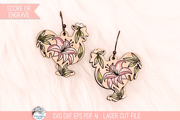 Floral Chicken Earring SVG File for Laser Cutter – Wispy Willow Designs