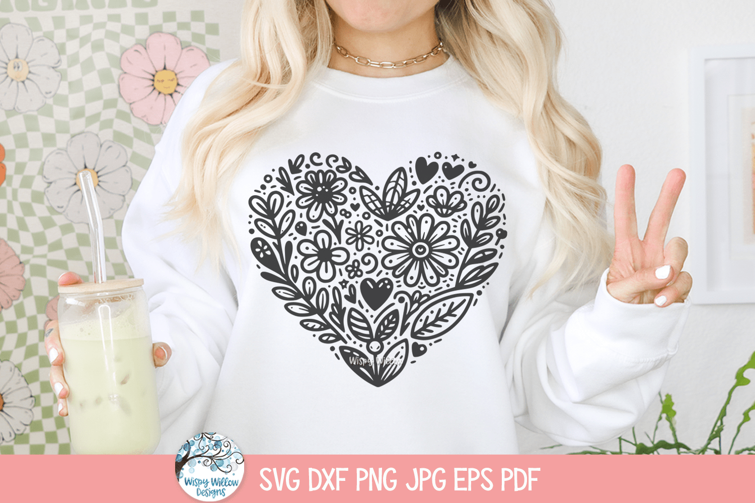 Flower Heart SVG | Heart-shaped Flower Bouquet Shirt – Wispy Willow Designs