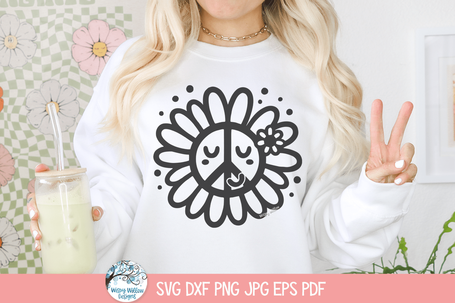 Peace Sign Flowers SVG | Floral Peace Symbol Tee – Wispy Willow Designs