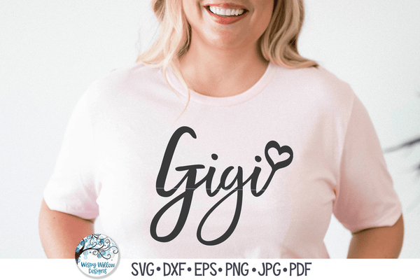 Gigi Heart SVG | Cursive Script with Heart Design – Wispy Willow Designs