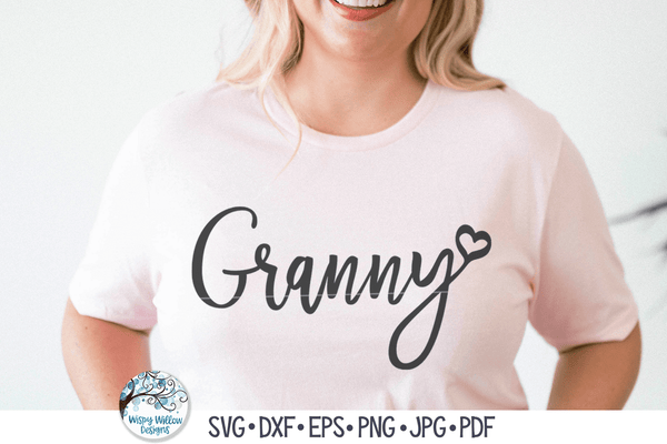 Granny Heart SVG | Cursive Script with Heart Design – Wispy Willow Designs