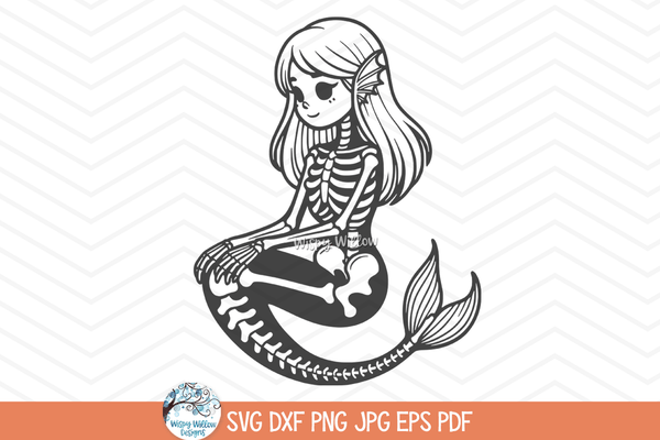 Halloween Mermaid Skeleton | Sea Creature Bone Design – Wispy Willow ...