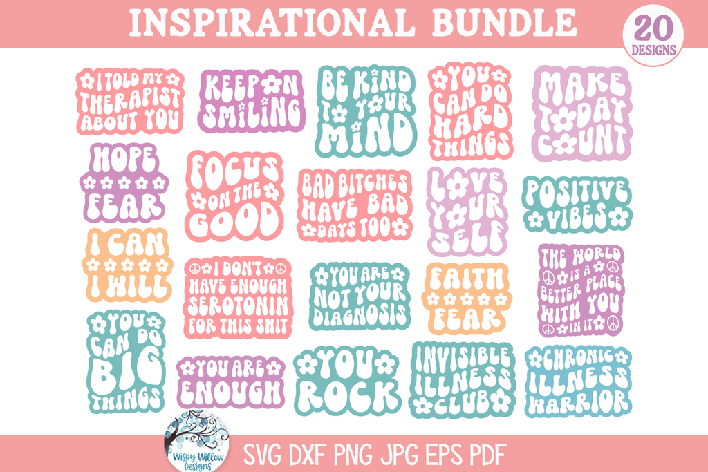 Inspirational SVG Bundle | Motivational Designs Collection – Wispy ...