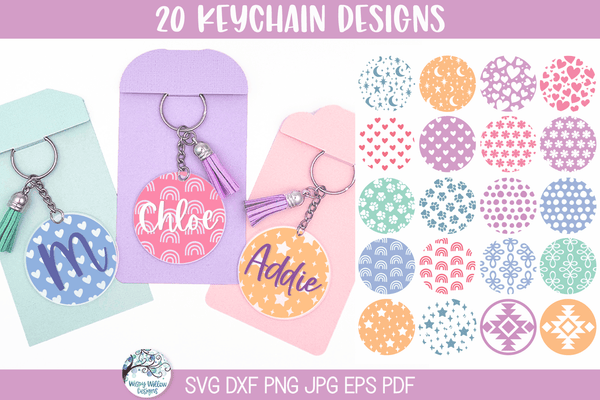 Keychain Pattern Background SVG File Bundle for Round Keychains - Made ...