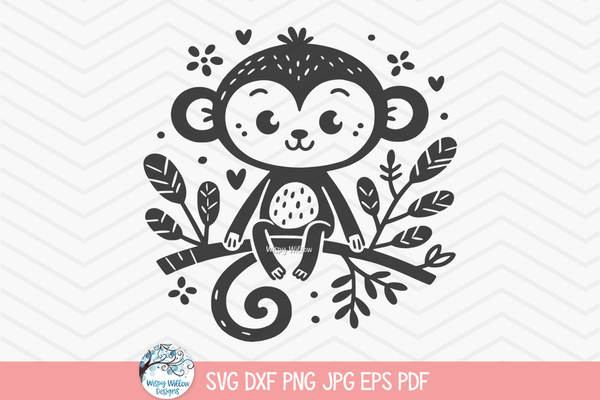 Monkey SVG | Baby Animal Design – Wispy Willow Designs