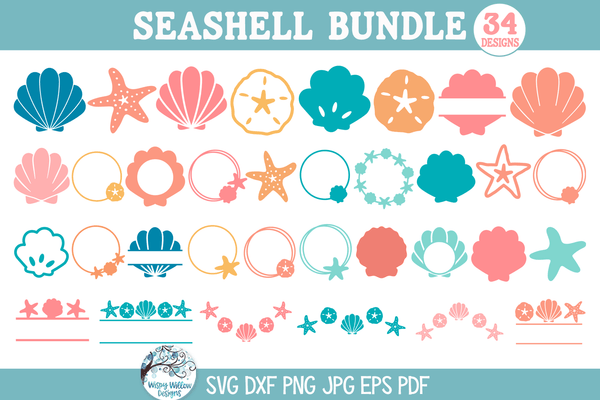 Seashell SVG Bundle Bundle | Summer Beach Monogram Designs – Wispy ...