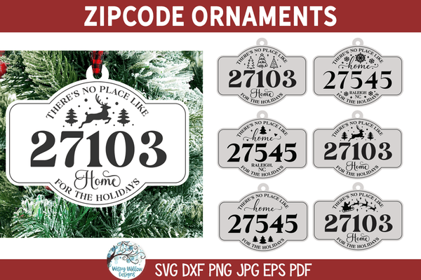 Zip Code No Place Like Home Christmas Ornament SVG Bundle – Wispy ...