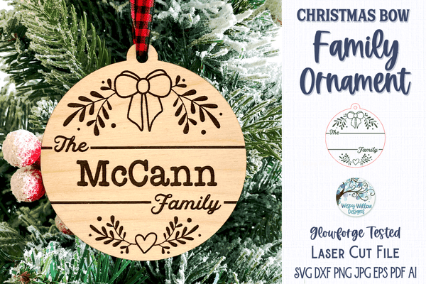 Christmas Bow Family Ornament for Glowforge or Laser Cutter – Wispy ...