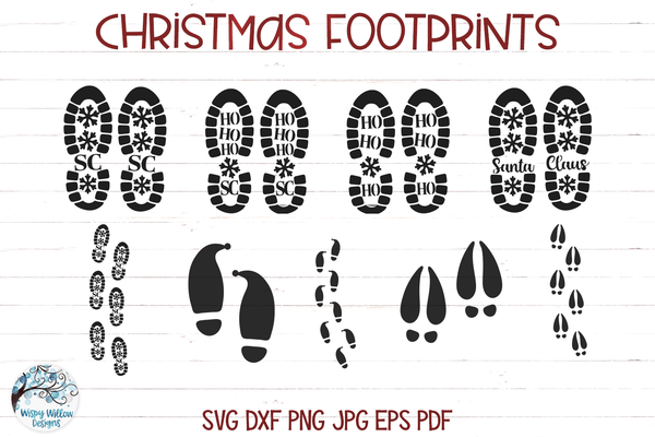 Christmas Footprints SVG Bundle | Santa, Elf, Reindeer Tracks – Wispy ...