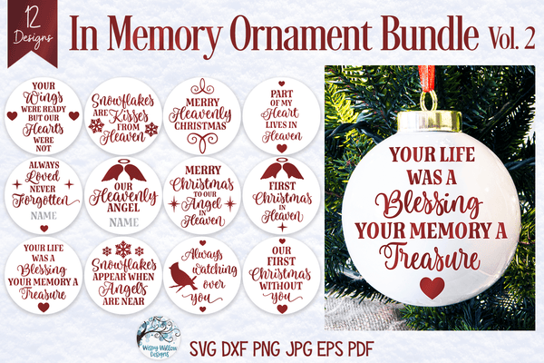 Christmas Ornament SVG Bundle - In Memory Round Ornaments Vol 2 – Wispy ...