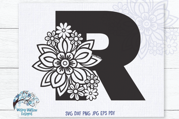 Floral Letter R SVG – Wispy Willow Designs