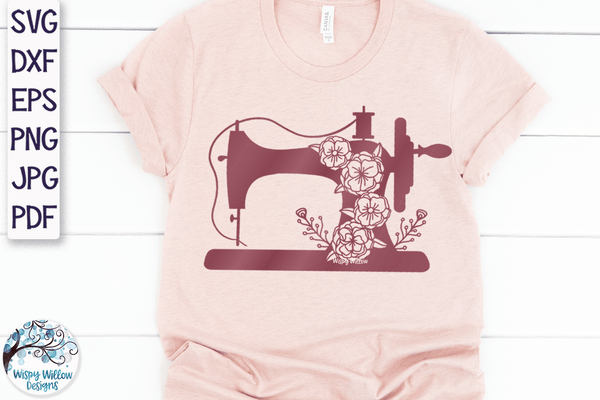 Floral Vintage Sewing Machine SVG – Wispy Willow Designs