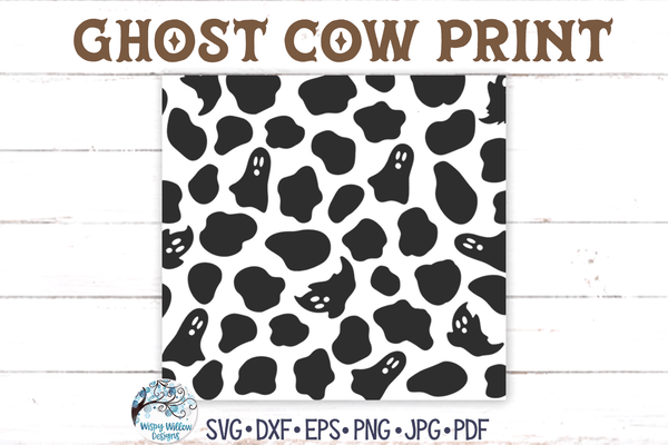 Ghost Cow Print SVG | Halloween Animal Pattern – Wispy Willow Designs