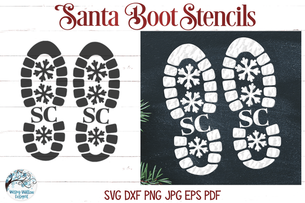 Santa Boot Print Stencil SVG | Christmas SVG – Wispy Willow Designs