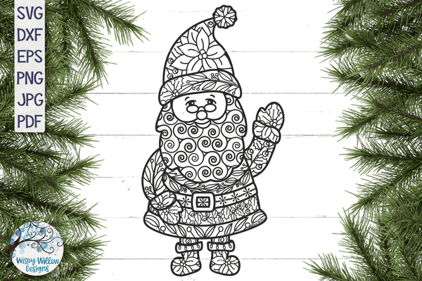 Santa Claus Zentangle SVG | Christmas Zentangle SVG – Wispy Willow Designs